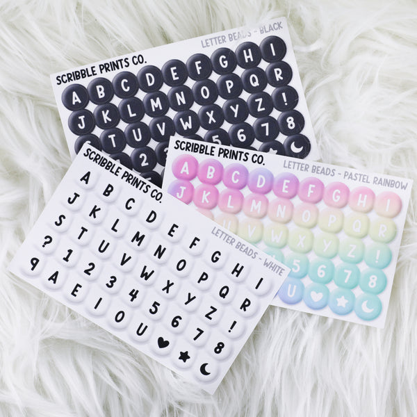 Large Letter Beads // Matte Journal Stickers – Scribble Prints Co.