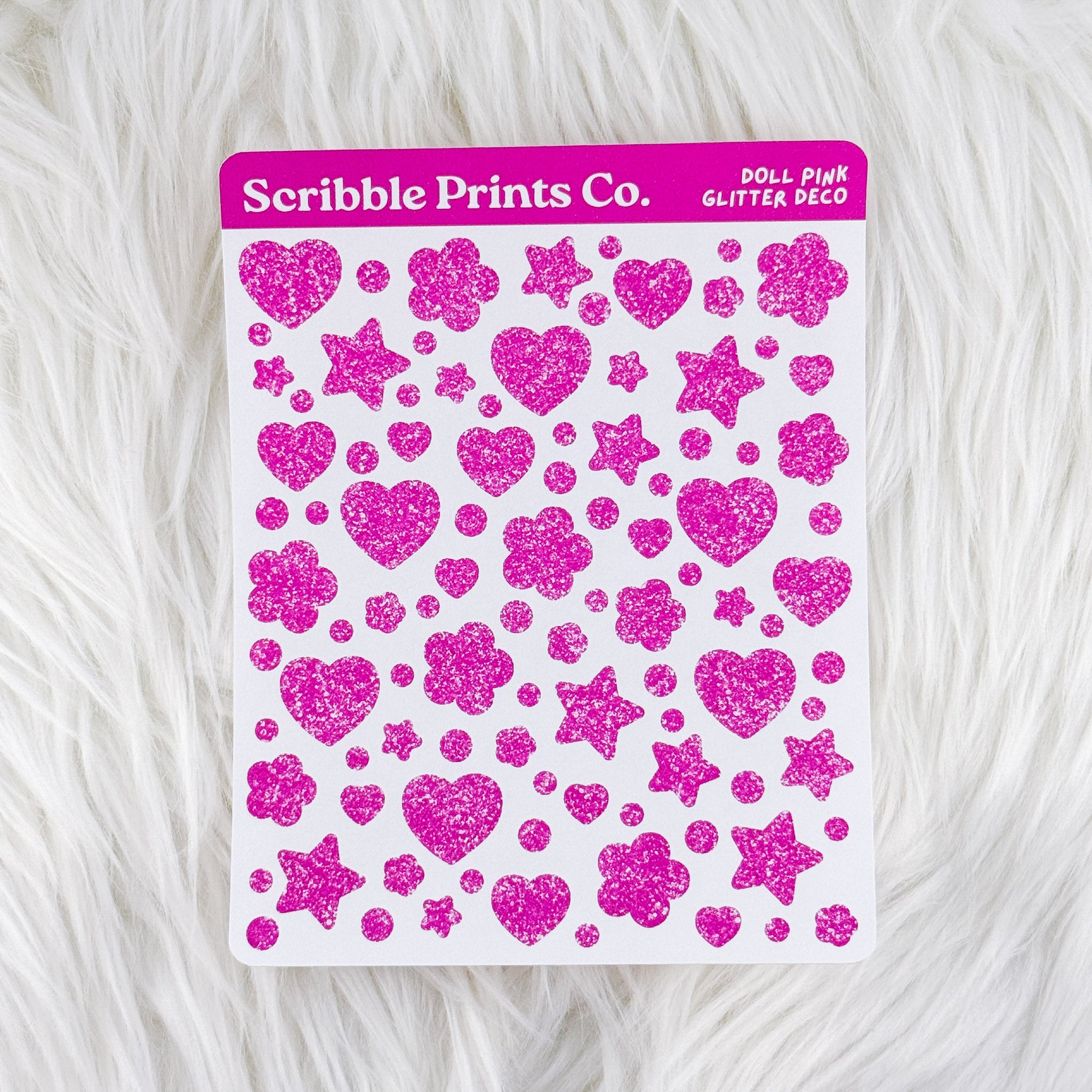 Doll Pink Glitter – Deco // Matte Journal Stickers – Scribble Prints Co.