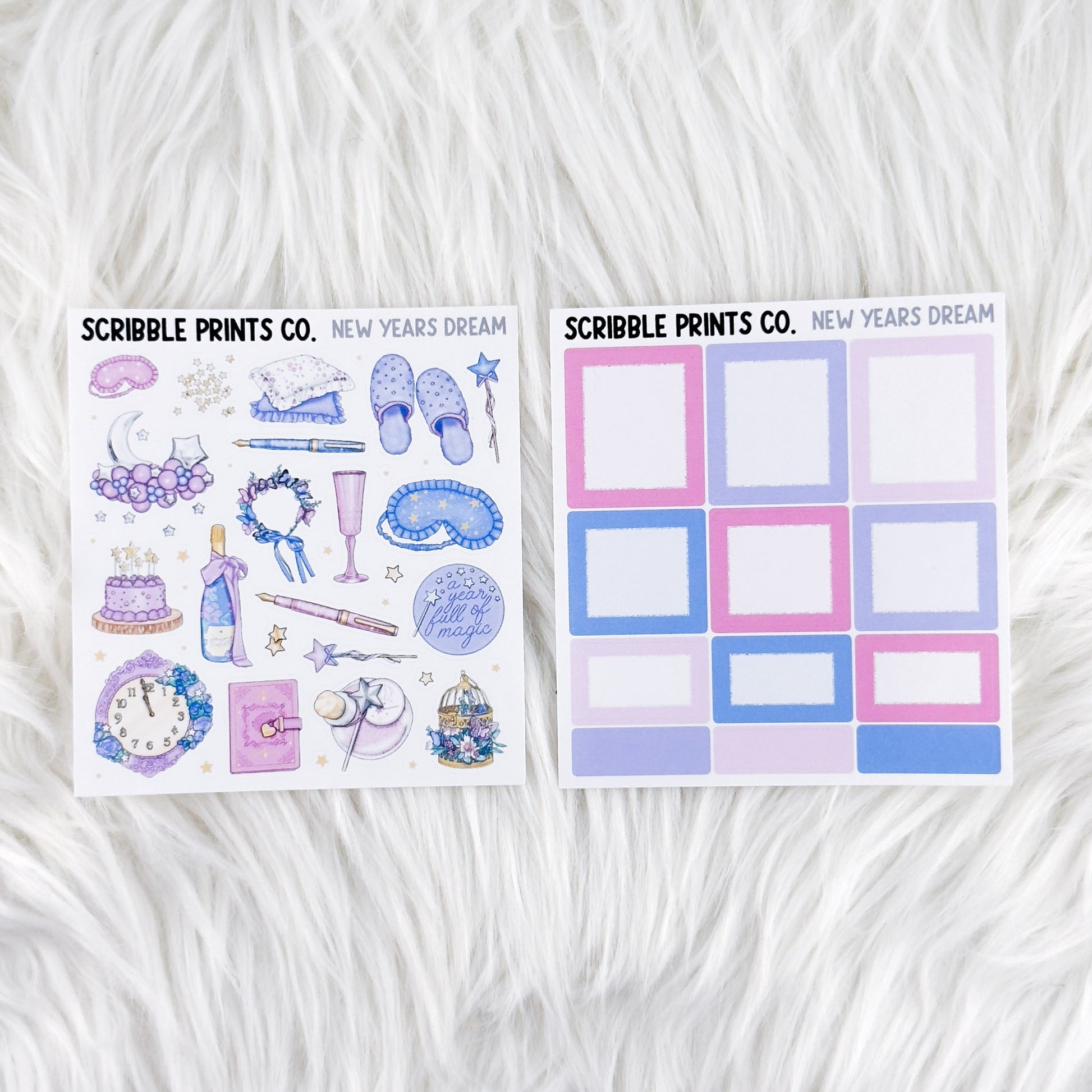 New Years Dream – Matte Hobonichi Cousin Weekly Sticker Kit – Scribble Prints Co.