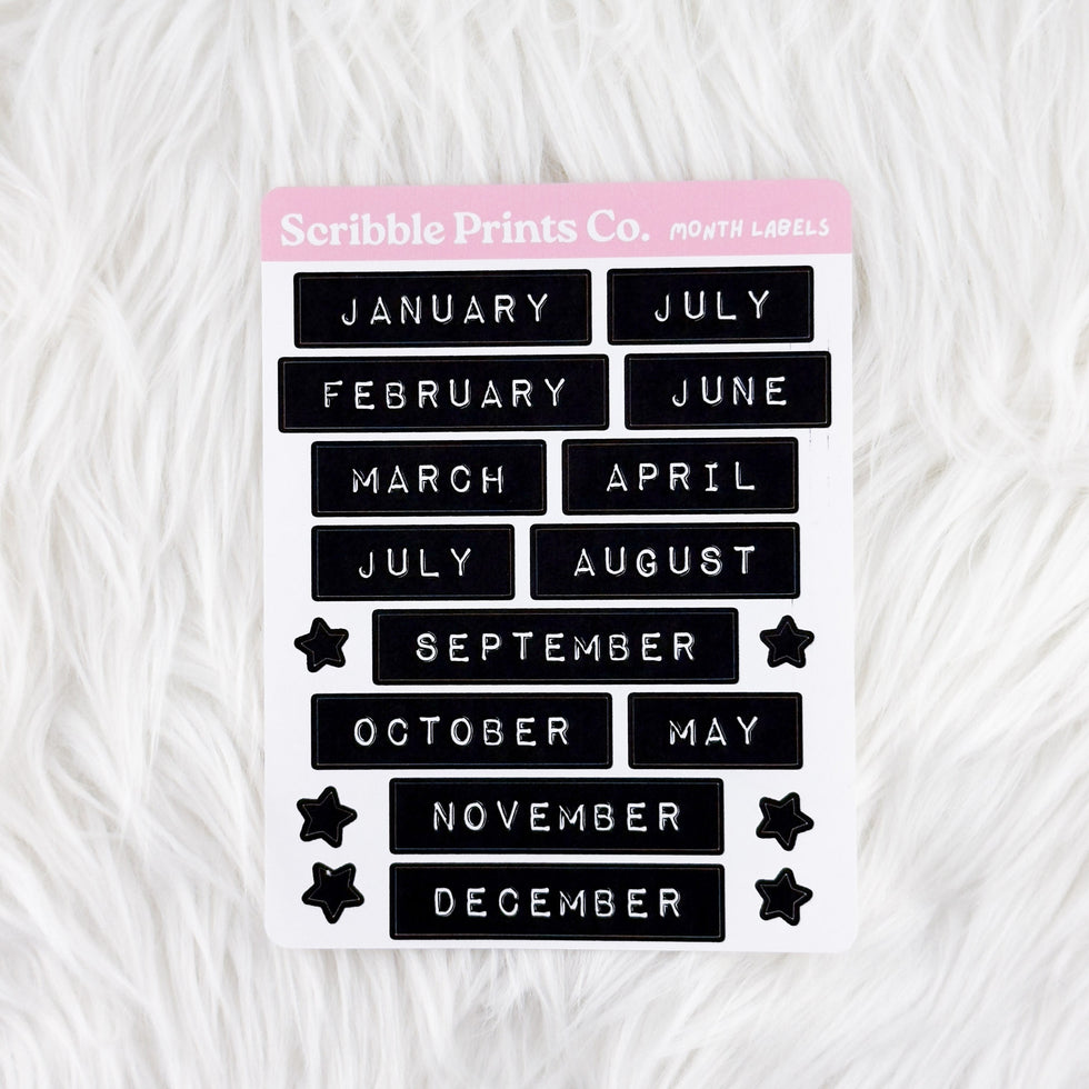 Month Labels // Matte Journal Stickers – Scribble Prints Co.