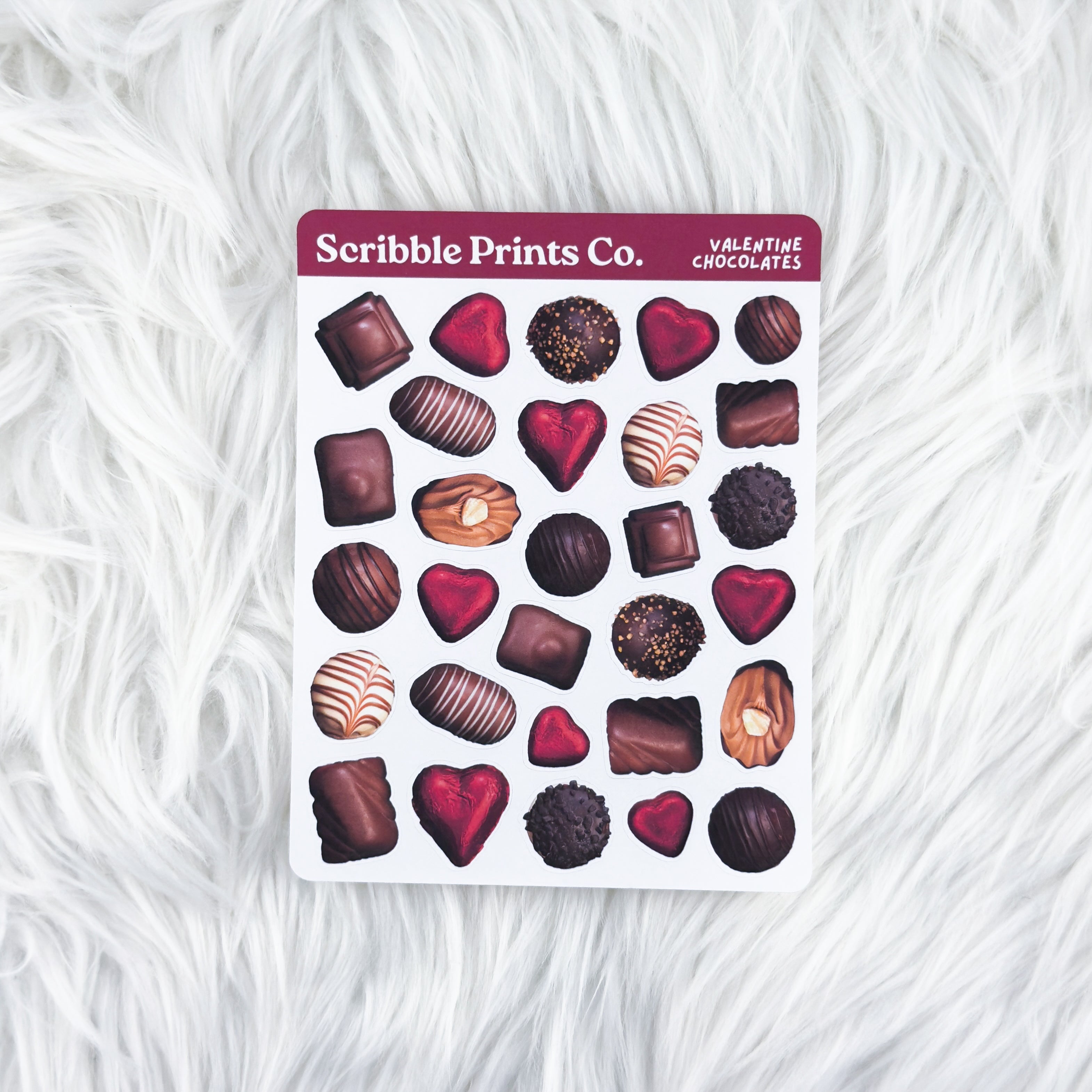Valentine Chocolates – Deco // Matte Journal Stickers – Scribble Prints Co.