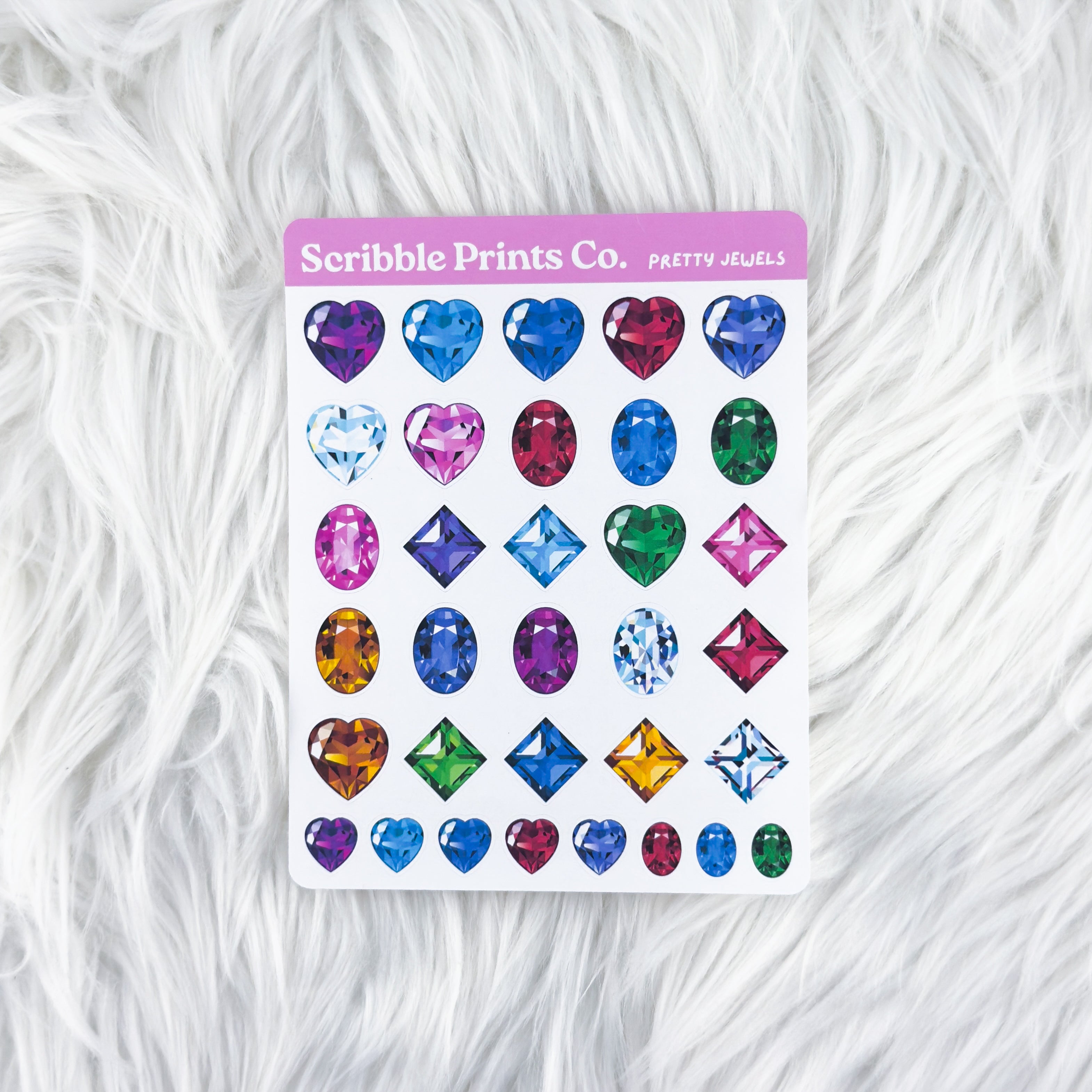 Pretty Jewels – Deco // Matte Journal Stickers – Scribble Prints Co.