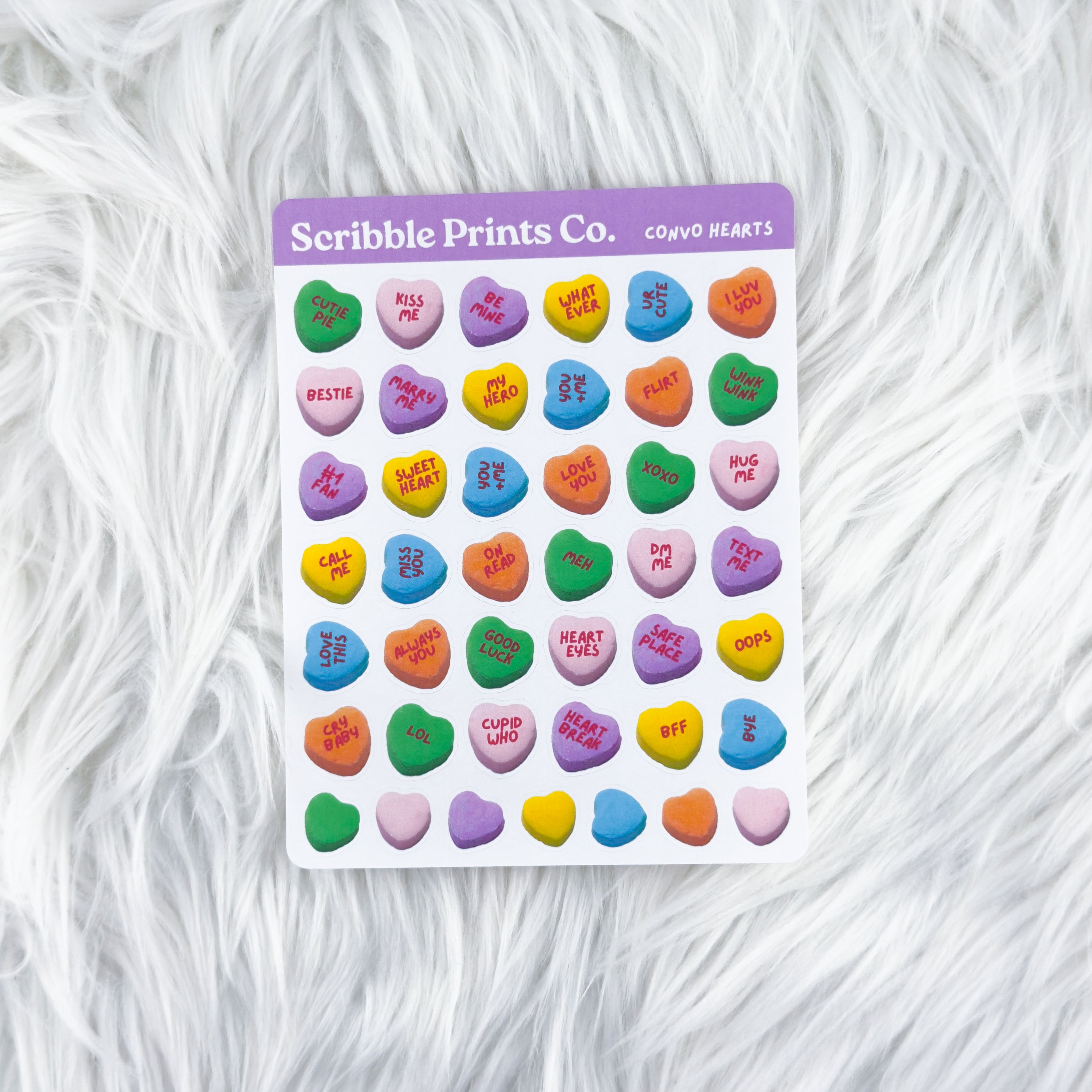 Convo Hearts – Deco // Matte Journal Stickers – Scribble Prints Co.